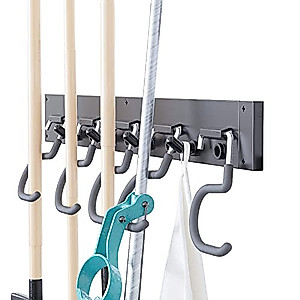 TORACK Bike Storage Rack, 6 Bike Rack Wall Mount Home and Garage Organizer, 64 Inch Garage Hooks Tool Organizer, Adjustable Wall Mounted Garage Hanger Storage System