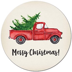40 Rustic Retro Christmas Truck Merry Christmas Sticker