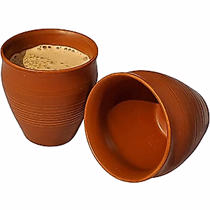 India Tea/Coffee Cups,Made by Earthen Glazed Terracotta Chai Kulhad 150ml Set of 6 Pcs pots