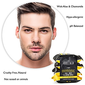 Men's Charcoal Face + Body Cleansing Wipes - 4 Pack (120ct)