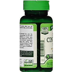 Nature's Truth Super Cinnamon Plus Biotin & Chromium Quick Release Capsules - 60 ct, Pack of 2