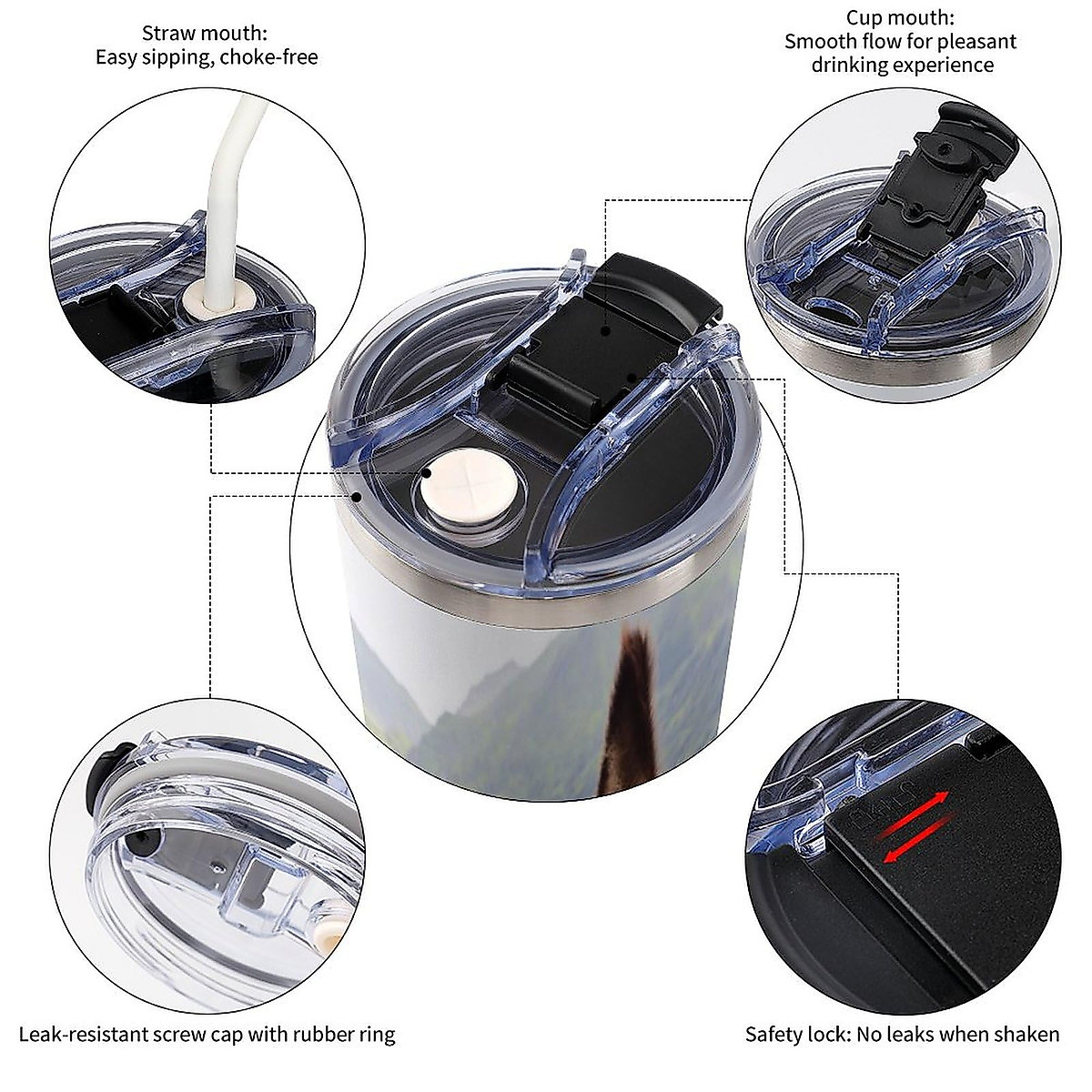 Niapessel Leak Proof Tumbler, Insulated Water Bottles with Straw, Funny Donkey Insulated Cup with Handle 40 Oz Stainless Steel Flask for School, Travel, Car, Sports, Work