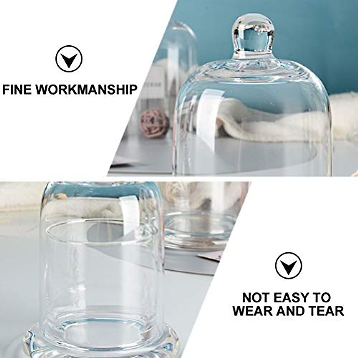 GANAZONO Decorative Cloche Jar 1 Set Glass Cloche Dome Candle Holder Bell Jar Tabletop Decorative Case Covered Plants Terrarium Jar Plant Cover for Cake Dessert Display Transparent Dessert Dome Cover
