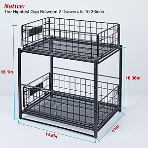 Under Sink Organizers and Storage, Pull Out Under Bathroom Cabinet Organizer with Sponge Holder, Sliding Out Closet Organizer and Storage Basket Drawer for Kitchen Cabinet Bathroom Counter Undersink