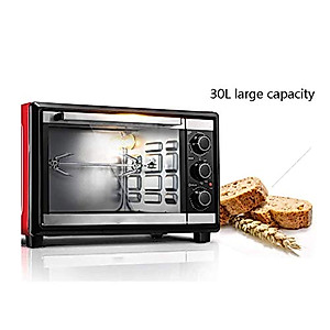 30L Toaster Oven, Multi-function Stainless Steel Finish with Four-layer Household and Commercial Eight-tube Rotary Fork Full Automatic Baking