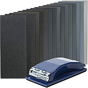 LotFancy Sandpaper 60 to 5000 Grit, 108PCS 9 x 3.6” Dry Wet Sand Paper with Sanding Block, Silicon Carbide Sanding Sheet Assortment, for Automotive Metal Wood Furniture Polishing Finishing Buffing