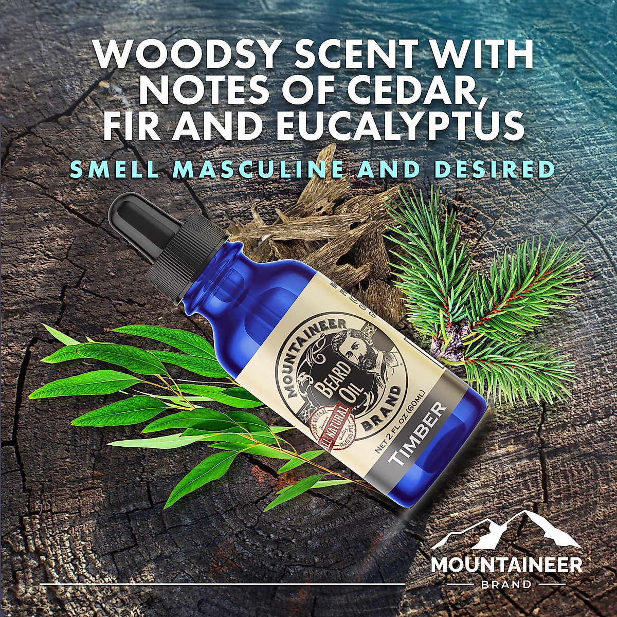 Mountaineer Brand Beard Oil - WV Timber Scent - 100% Natural Conditioner and Softener For Men - Hydrates and Moisturizes for Beard Growth - Treats Dry Itchy Beards - 2oz