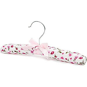 Satin Padded Hangers for Kids Nursery, Pink Floral (9.5 in, 12 Pack)