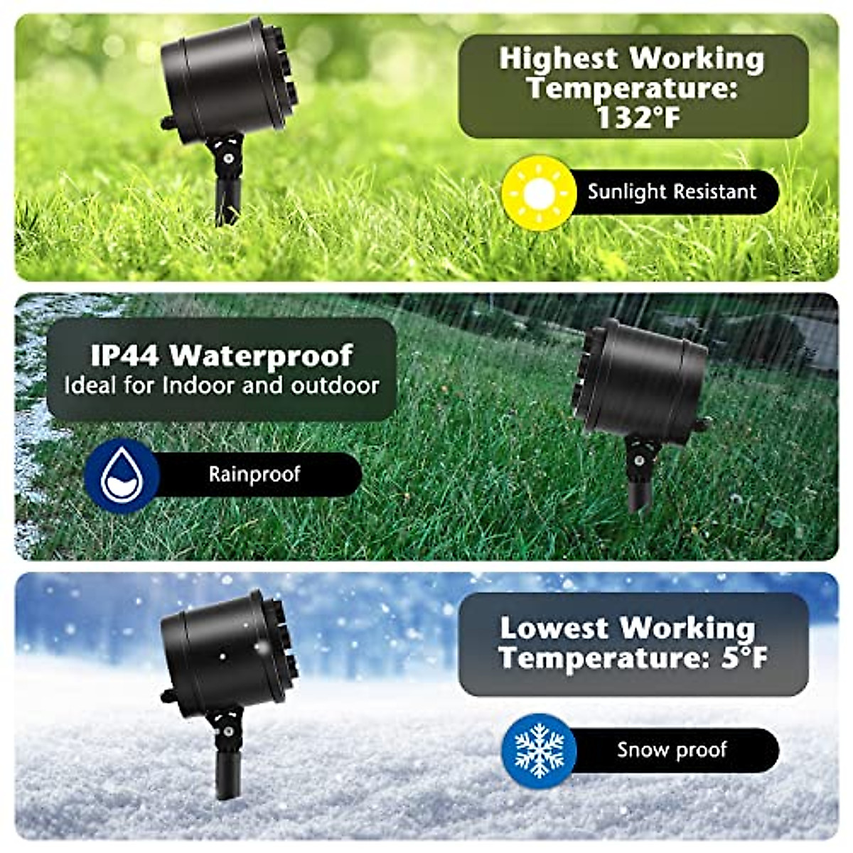 Goplus Christmas Projector Lights, Rotating Projection Lamp with 65° Adjustable Angle, Lawn Stake, Water Proof Landscape Decorative Lighting for Christmas, Holiday, Party, Garden