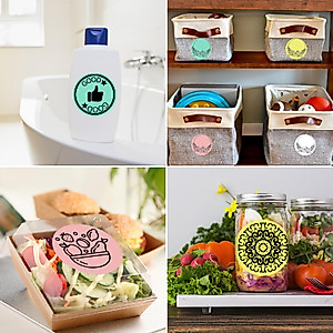 MFLABEL 2 Inch Thermal Sticker Labels,3000 Labels Round Thermal Labels,Circle Thermal Labels with White,Pink,Green,Yellow Self-Adhesive Round Direct Thermal Labels for DIY Logo Design, QR Code