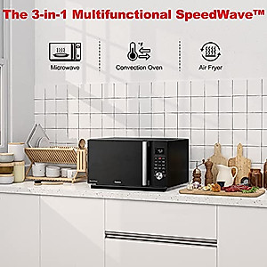 Galanz GSWWA16BKSA10 3-in-1 SpeedWave with TotalFry 360, Microwave, Air Fryer, Convection Oven with Combi-Speed Cooking, 1.6 Cu.Ft/ 1000W, Black