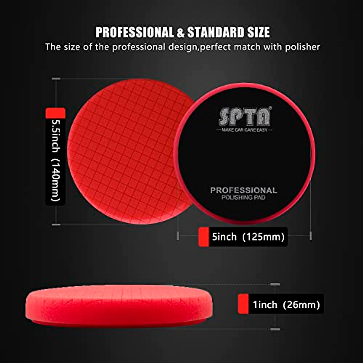Red Finish Polish Pad, 1Pc 5 Inch Buffing Polishing Pads for 125mm Backing Plate Compound Buffing Sponge for Car Buffer Polisher Compounding, Polishing and Waxing