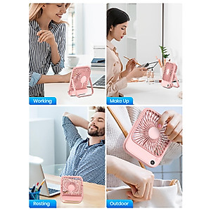 TOPK 2 Pack 5000mAh Portable Desk Fan, Ultra-thin Strong Wind Digital Display 4 Speeds Adjustable Small Silent Battery Powered Personal Fan for Bedroom, Office, Travel, Library, Outdoor