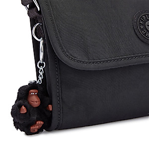 Kipling Womens Women's Berry Bag, Organize Accessories, Spacious, Adjustable Strap, Nylon Crossbody Bag, Black Tonal, 7.75 L x 5.5 H 1.25 D US