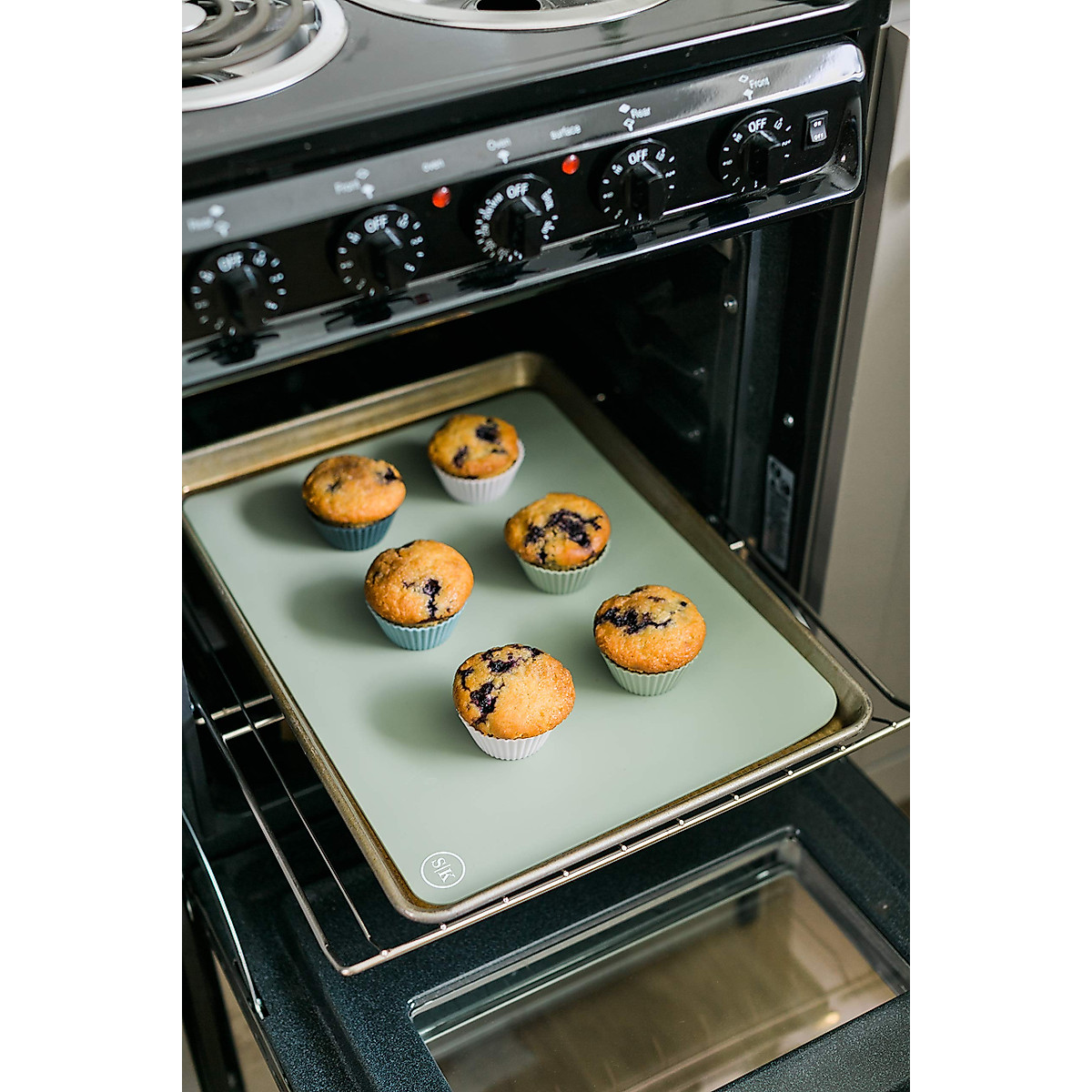 The Silicone Kitchen Silicone Oven Baking Mats - Green/Gray Bundle - BPA Free, (2 Half Sheets, 2 Quarter Sheets)