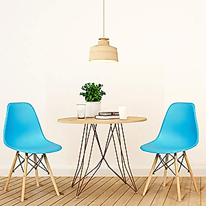 HAPPYGRILL Dining Chairs Modern Style DSW Wood Chair, Shell Lounge Plastic Chairs for Patio Kitchen Dining, 2pcs Set