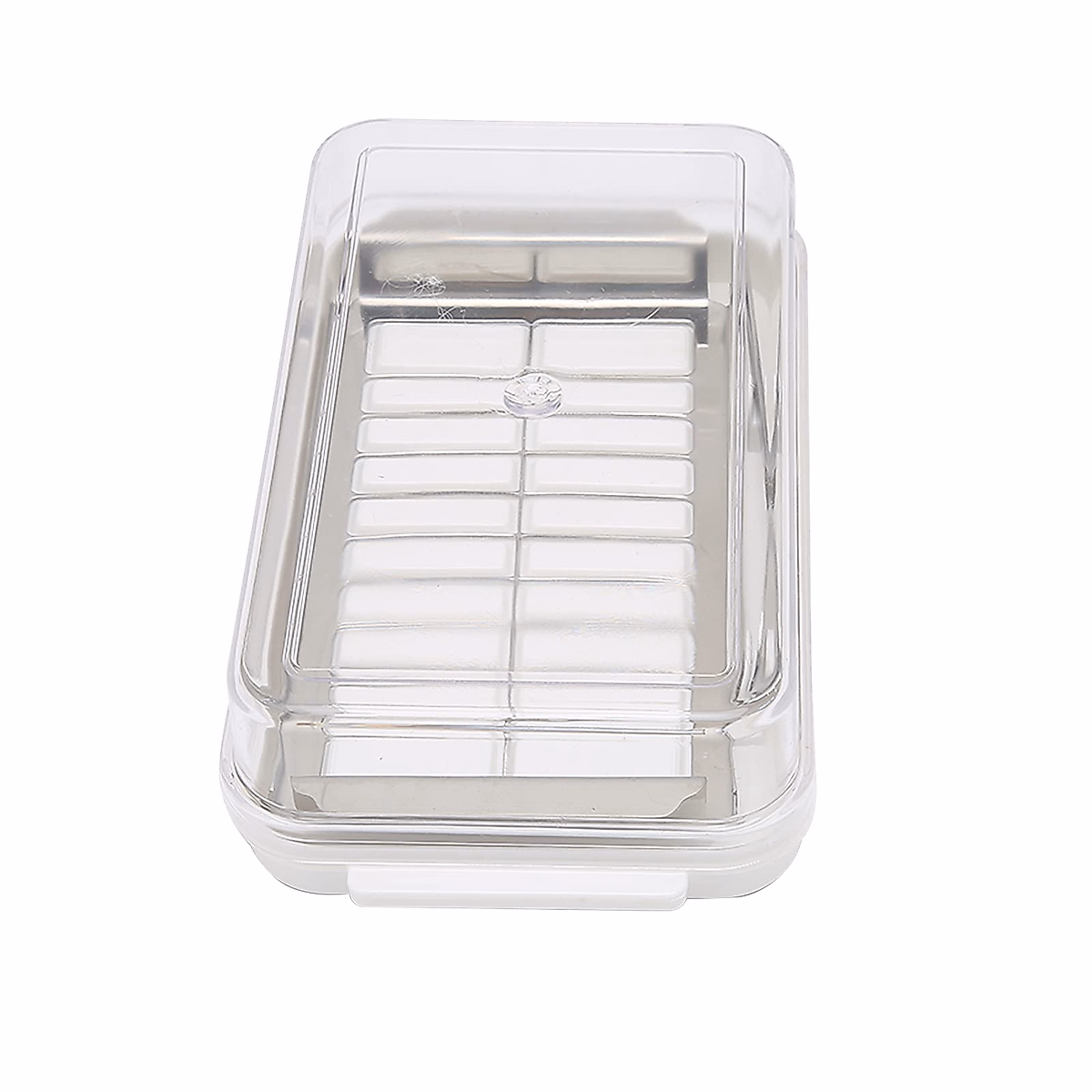 Fdit Stainless Steel Butter Preservation Box Butter Box With Lid, Butter Partition Storage Box Container With Transparent Cover For Kitchen(1#)