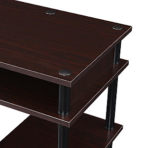 Convenience Concepts Designs2Go No Tools Desk Home Office Desk with Shelves, Corner Shelf Vanity Desk Computer Desk Nail Table for Nail Tech - 47.25" L x 15.75" W x 30" H, Espresso/Black