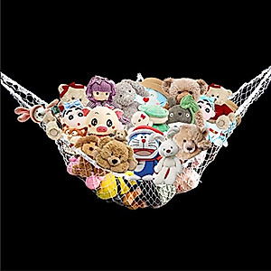 Hammock Mesh Toy Net Stuffed Animal Hammock Mesh Toys Net for Kids Jumbo Large Storage Mesh Net for Pet Corner Animal Hammock Stuffed Animals Wall Hanging Organizer (White)