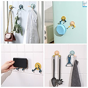 TRENZADO Creative 360° Clock Hooks, Adhesive Hanger Hooks, Colorful Cute Wall and Door Hangers for Hanging Coats Towels Keys, Waterproof Sticky Hooks, 4 PCS Contrast Color