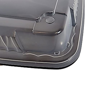 ecopax 75 Sets PP Pebble Box Serving Tray and Vented Lid, Food Container (9x9 3 Compartment) Lunch Box, Food Container, Black