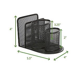 Mind Reader CIRORG2-BLK 2 Pc Mesh Cup, Pen, Pencil, Paperclip, Thumbtack Holder, Office Supplies Storage Organizer, Sticky Notes, Index Cards, Black 2 Slot