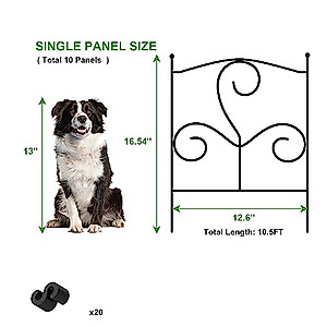 Decorative Garden Fence 10 Panels, Rustproof Outdoor Landscape Metal Border Edging Fencing Flower Animal Dogs Barrier Section Panel Decor