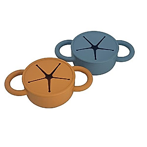 BraveJusticeKidsCo. | Snack Attack II Baby Snack Cup | 2 pack | Collapsible Toddler Snack Cup (Honey Ginger and Blue Steel)