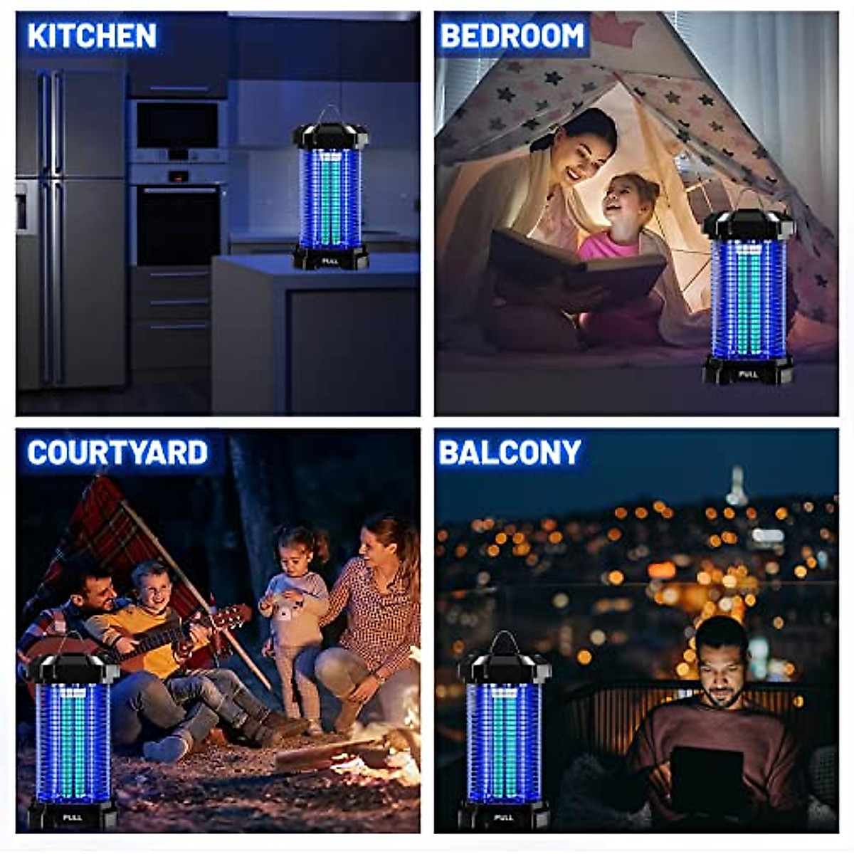 Petoor Bug Zapper Outdoor, 4250V 18W Mosquito Zapper Outdoor with Long Power Cord, Waterproof Electric Insect/Fly Trap Zapper Killer for Home Backyard Garden Patio - Black