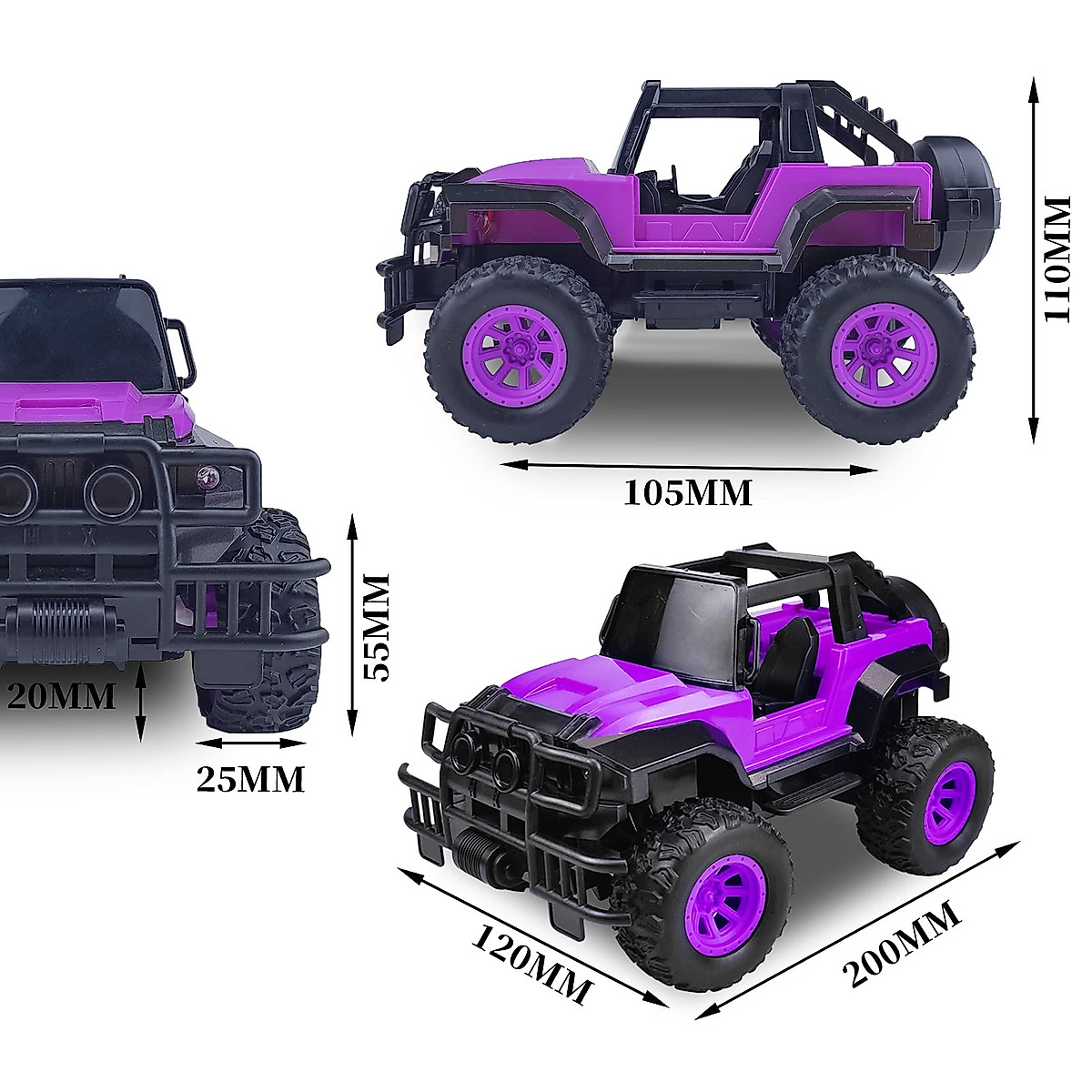YongnKids Remote Control Car for Girls Boys, Rc Car Toy for 3 4 5 6 7 Years Old - 1:20 Scale Rc Truck with Road Vehicle for Kids Birthday Easter Christmas Toy Gift,Purple