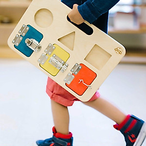 Montessori Busy Board for Toddlers - Shape Sorter - Latch Board - Educational Toy