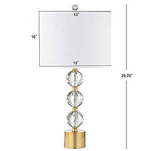 JONATHAN Y JYL5017A Ashley 25.25" Crystal LED Table Lamp Glam Transitional Bedside Desk Nightstand Lamp for Bedroom Living Room Office College Bookcase LED Bulb Included, Clear/Brass Gold