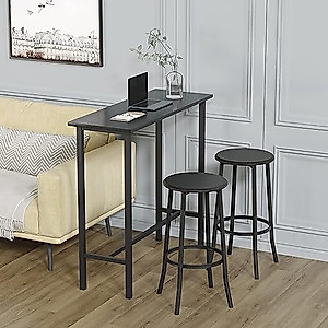 GAOMON Square Bar Table Chair Set for Kitchen Dining Coffee Party Room with 2 Chairs, Sturdy Metal Frame, Dining Table Set, Bar Table with 2 Bar Stools