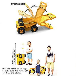 PUQU Monster Truck Design Kids Travel Suitcase Toddler Luggage With Wheels (Yellow)