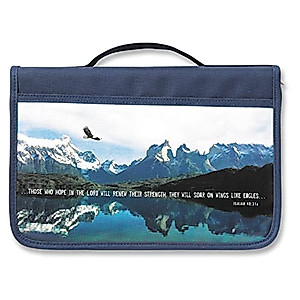Isaiah 40:31 Eagle Bible Cover, Zippered, with Handle, Canvas, Navy, Large