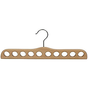 Natural Finish Wood Scarf Hanger with 10 Holes and Chrome Hardware in 17 1/2" Length X 3/4" Thick, 1 Hanger