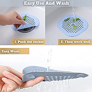 4 PCS Shower Drain Hair Catcher with Large Sucker - Upgrade Smile Face Design, Large Square Silicone Shower Drain Cover Suit for Bathtub, Bathroom, Sink, Tub, and Kitchen (Black&White&Pink&Blue)