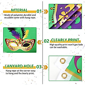4 Pack Mardi Gras Carnival Garden Flag Banner Outdoor Decoration, Yard Flags House Yard Indoor Seasonal Decoration Sign(Purple/Green/Yellow,24 x 48 Inch)