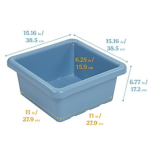 ECR4Kids Square Bin with Lid, Storage Containers, Powder Blue, 2-Pack