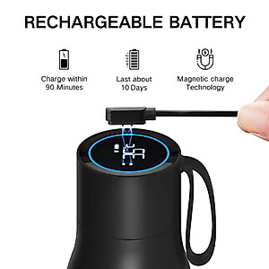 VSITOO Triple Insulated Water Bottle with Carry Handle - 15 oz Insulated Stainless-Steel Rechargeable Water Bottle with Water Quality Detection, Keep Drink Hot/Cold, BPA Free,Perfect for Travel or Gym