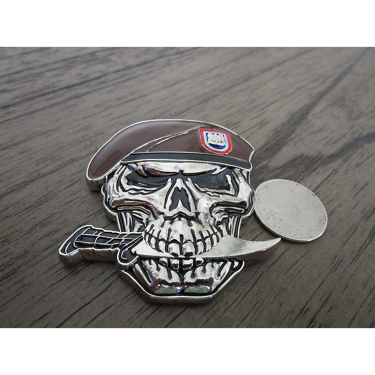 Oneworldtreasures United States Army 82nd Airborne Division Beret Skull Death from Above Challenge Coin