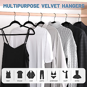 HOUSE DAY Black Velvet Hangers 60 Pack, Velvet Clothes Hangers Non Slip Felt Hangers, Heavy Duty Coat Hangers for Closet, Ultra Slim Hangers Black Hangers Space Saving Hangers for Suits, Shirt