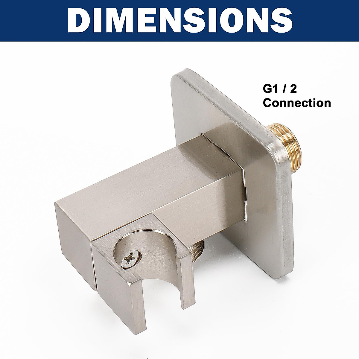 NearMoon Brass Hand Held Shower Head, Luxury High Pressure Showerhead Kit with Wall Connector and Hose Set, for Bathroom Showering System Contemporary Square Style (Brushed Nickel)