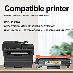 TN760 High Yield Toner Cartridge TN-760 Replacement for Brother TN-760 TN760 HL-L2350DW HL-L2395DW HL-L2390DW HL-L2370DW MFC-L2750DW MFC-L2710DW DCP-L2550DW Printer Toner (1 Pack)