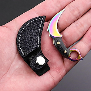 Ruksifg Mini Knife Set Tiny Knife EDC Knife for Package Opener, Letter Opener, Collection, Mini Knives Set with Sheath and Sharpener(Rainbow-5Pcs)