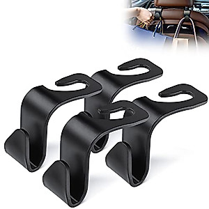 HOUSE DAY Car Seat Headrest Hooks, Black 4 Pack, Seat Hooks for Purses and Bags, Heavy Duty Purse Holder Bag Holder for Car, Space Saving Seat Hooks Purse Hanger for Vehicle
