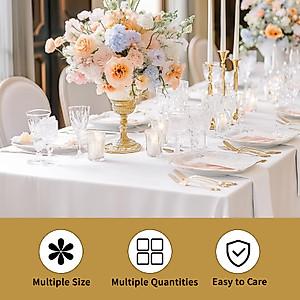 Fixwal White Tablecloth Rectangle 60 x 102 Inch, 2 Pack 6ft Polyester Fabric Table Cloths Rectangular Table Covers for Party, Banquet, Dining, Birthday, Wedding