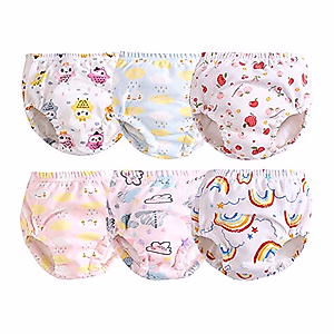 Orinery Unisex Cotton Reusable Potty Training Underwear Breathable Toddler Boys and Girls Pee Training Underpants Waterproof Training Pants 6-Pack (XT-G, 1-2T)