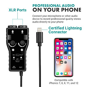 Movo iPhone Podcast Equipment Bundle for 2-2X Pro Condenser Podcast Microphone, 2X Studio Monitor Headphones, 2X Pop Filter, 2X Tabletop Mic Stand, Lightning Interface for iPhone, iPad, iOS
