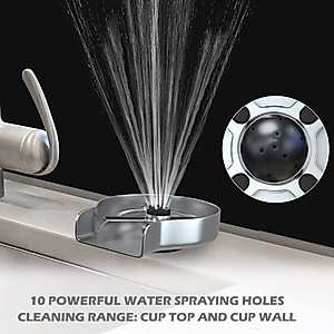 Suntage Metal Glass Rinser for Kitchen Sink Faucet, Cup Washer Sink Attachment, Glass Cup Cleaner, Cup Bottle Washer, Automatic Glass Washer for Bar Sink, Stainless Steel, Brushed Nickel Finish